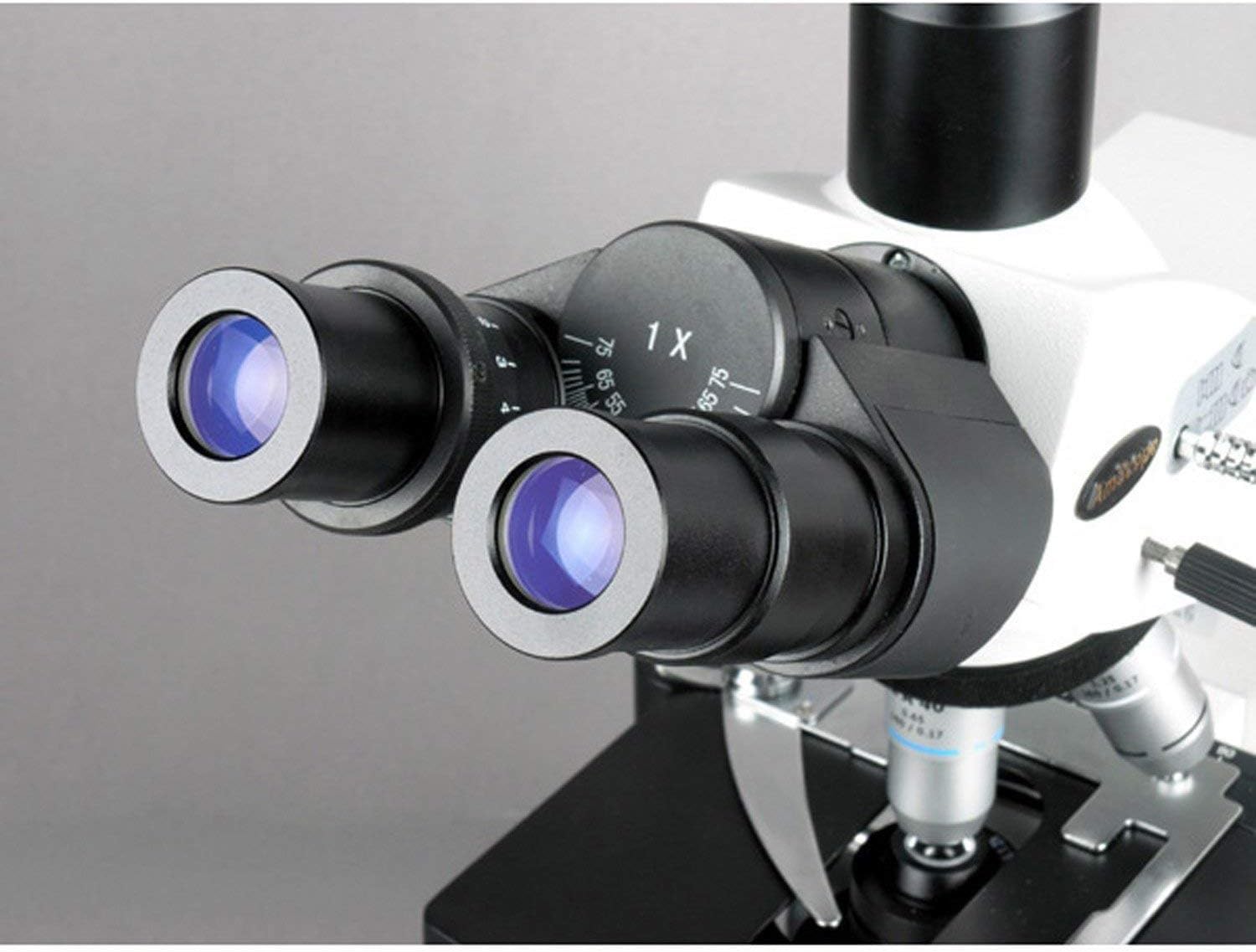 AmScope T690C-8M Digital Trinocular Compound Microscope, 40X-2500X Magnification, WH10x and WH25x Super-Widefield Eyepieces, Infinity Objectives, Brightfield, Kohler Condenser, Double-Layer Mechanical Stage, Includes 8MP Camera with Reduction Lens and Sof