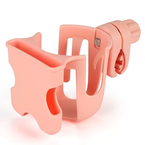 Accmor 2-in-1 Stroller Cup Holder, Universal Cup Holder for Uppababy Nuna Doona Strollers, 360° Rotatable Large Caliber Drinks Holder Cup Holder for Stroller, Bike, Wheelchair, Walker, Scooter