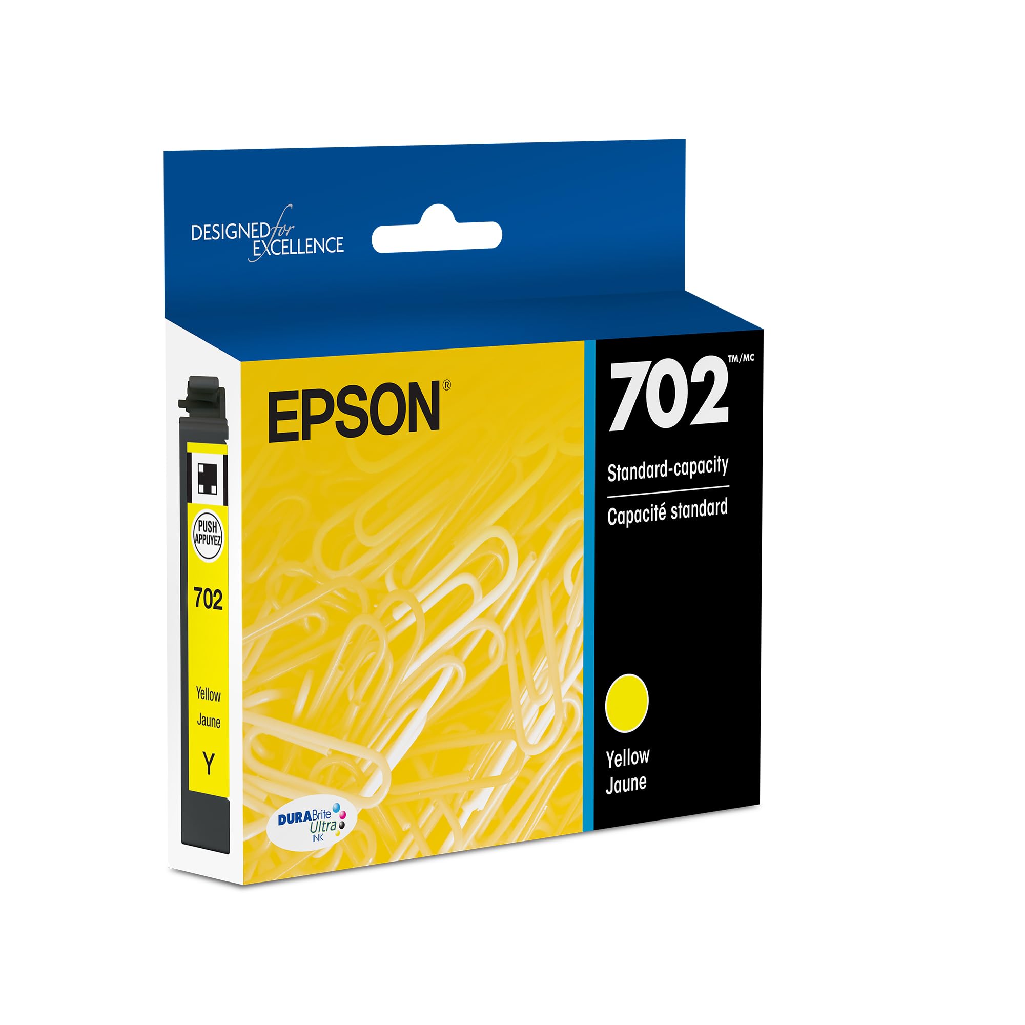 EPSON T702 DURABrite Ultra -Ink Standard Capacity Yellow -Cartridge (T702420-S) for select Epson WorkForce Pro Printers