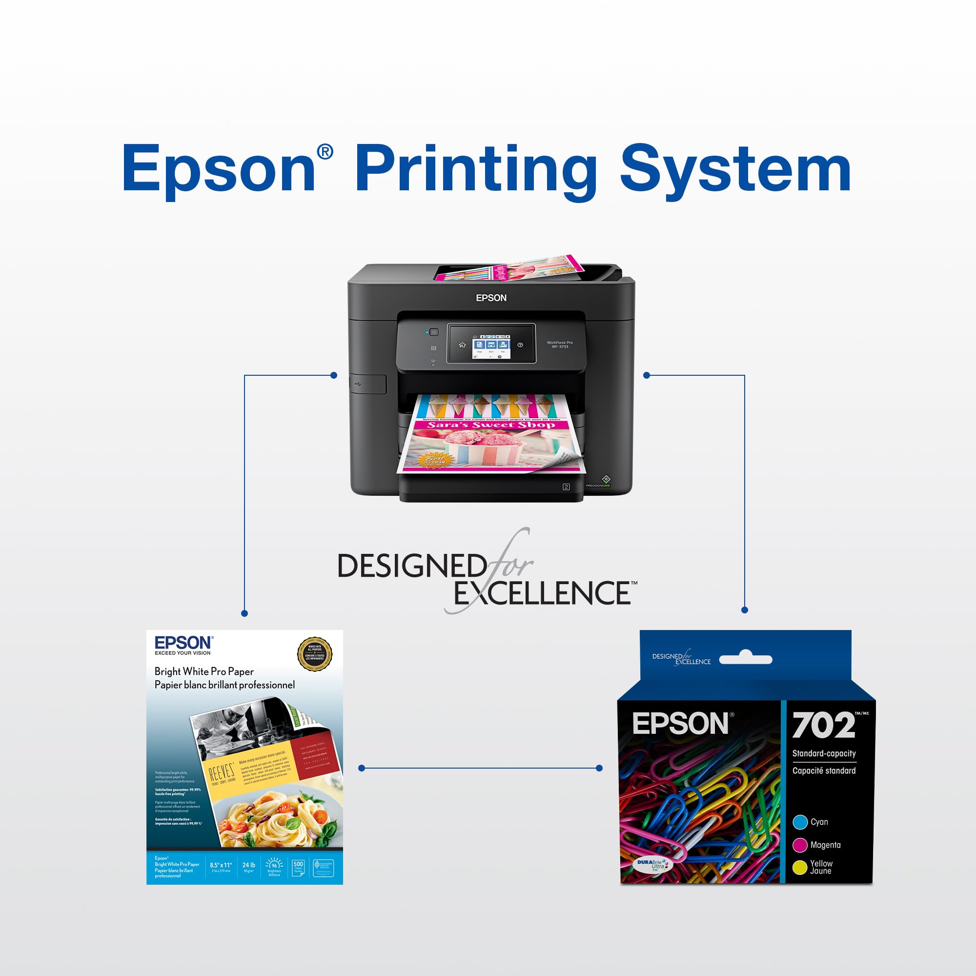 EPSON T702 DURABrite Ultra -Ink Standard Capacity Yellow -Cartridge (T702420-S) for select Epson WorkForce Pro Printers