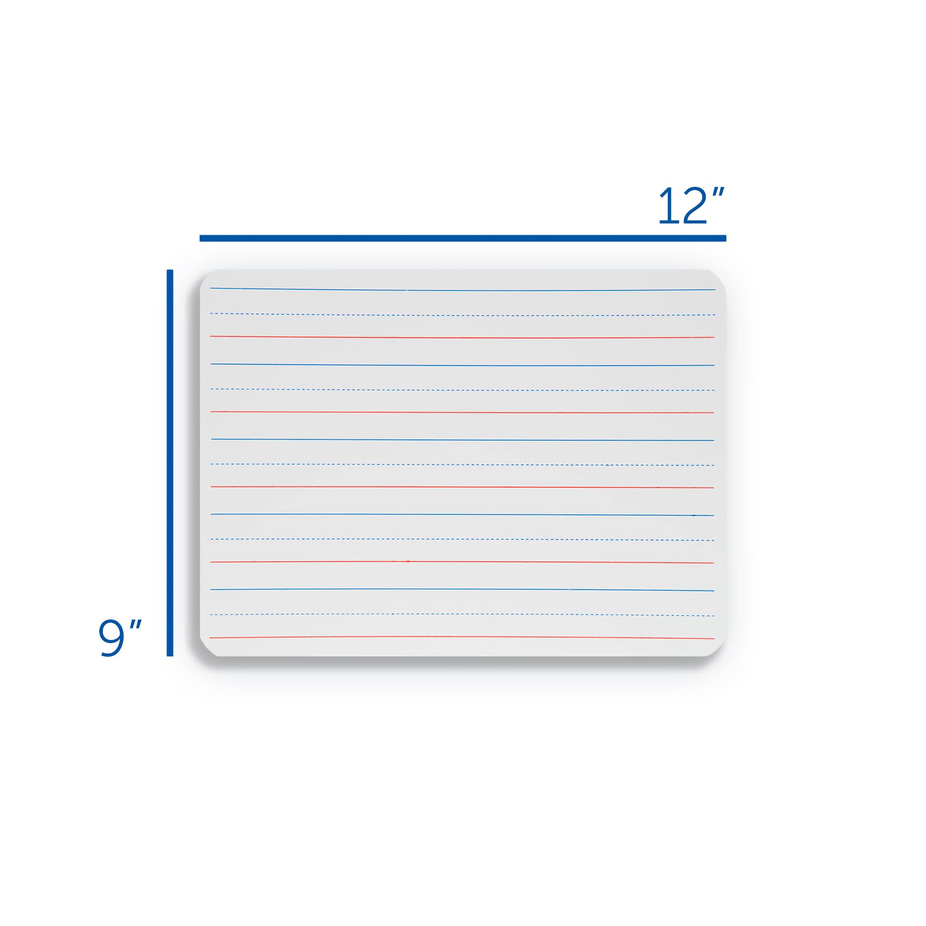Flipside Two-Sided Red and Blue Ruled Dry Erase Board, 12 x 9, Ruled White Front/Unruled White Back, 12/Pack
