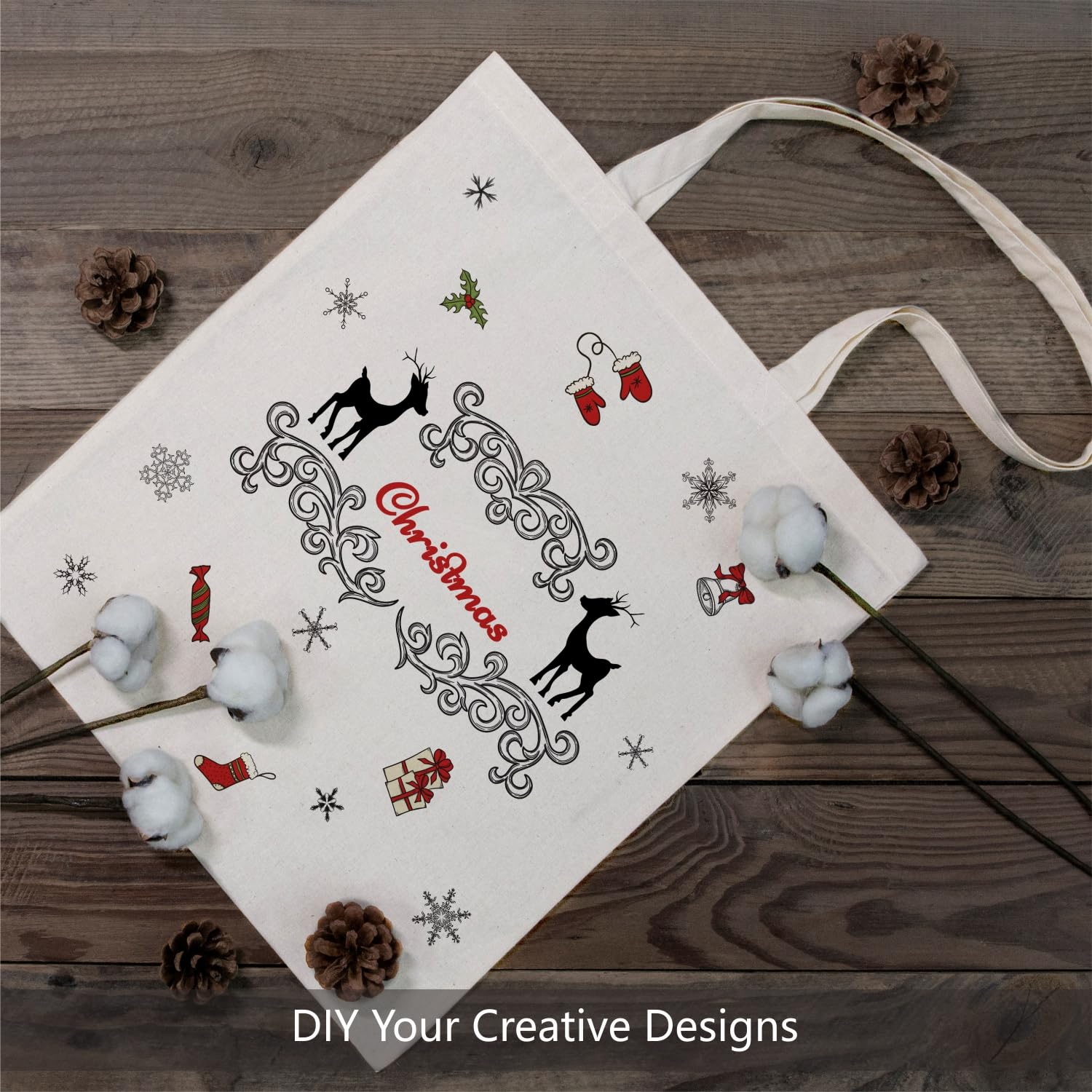 TOPDesign 5 | 12 | 24 | 48 | 192 Pack Economical Cotton Tote Bag, Lightweight Medium Reusable Grocery Shopping Cloth Bags, Suitable for DIY, Advertising, Promotion, Gift, Activity (5-Pack)
