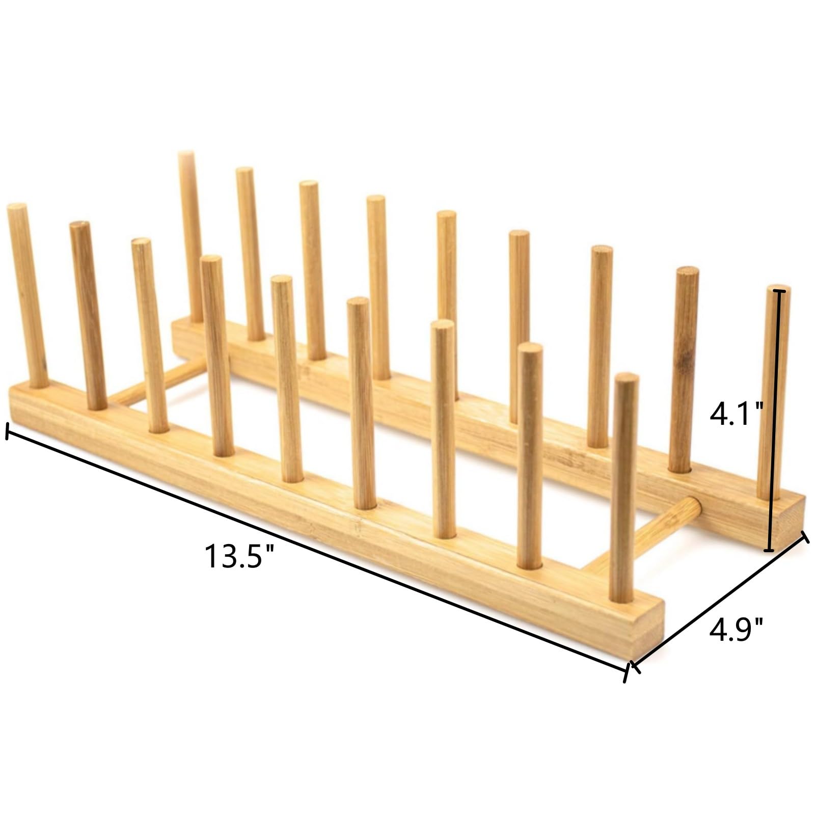 Lawei 4 Pack Bamboo Wooden Dish Rack - Plate Rack Stand Pot Lid Holder, Kitchen Cabinet Organizer for Bowl, Cup, Cutting Board and More
