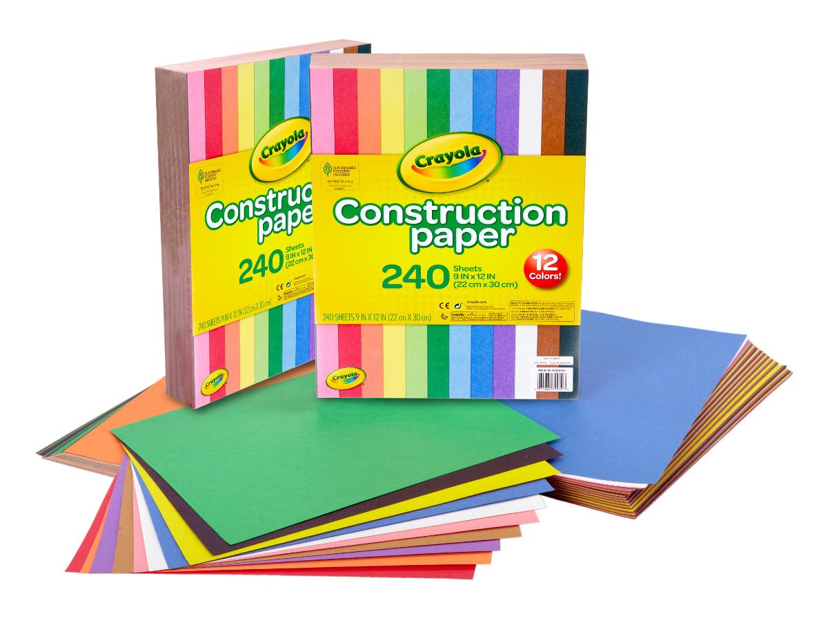Crayola Construction Paper, 240 Count, Bulk School Supplies For Kids, 2-Pack School Paper