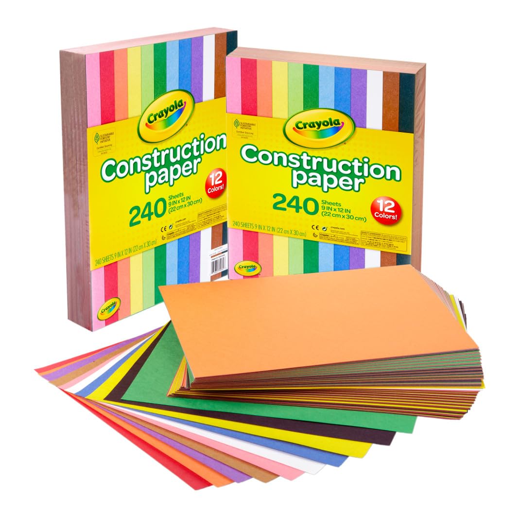 Crayola Construction Paper, 240 Count, Bulk School Supplies For Kids, 2-Pack School Paper