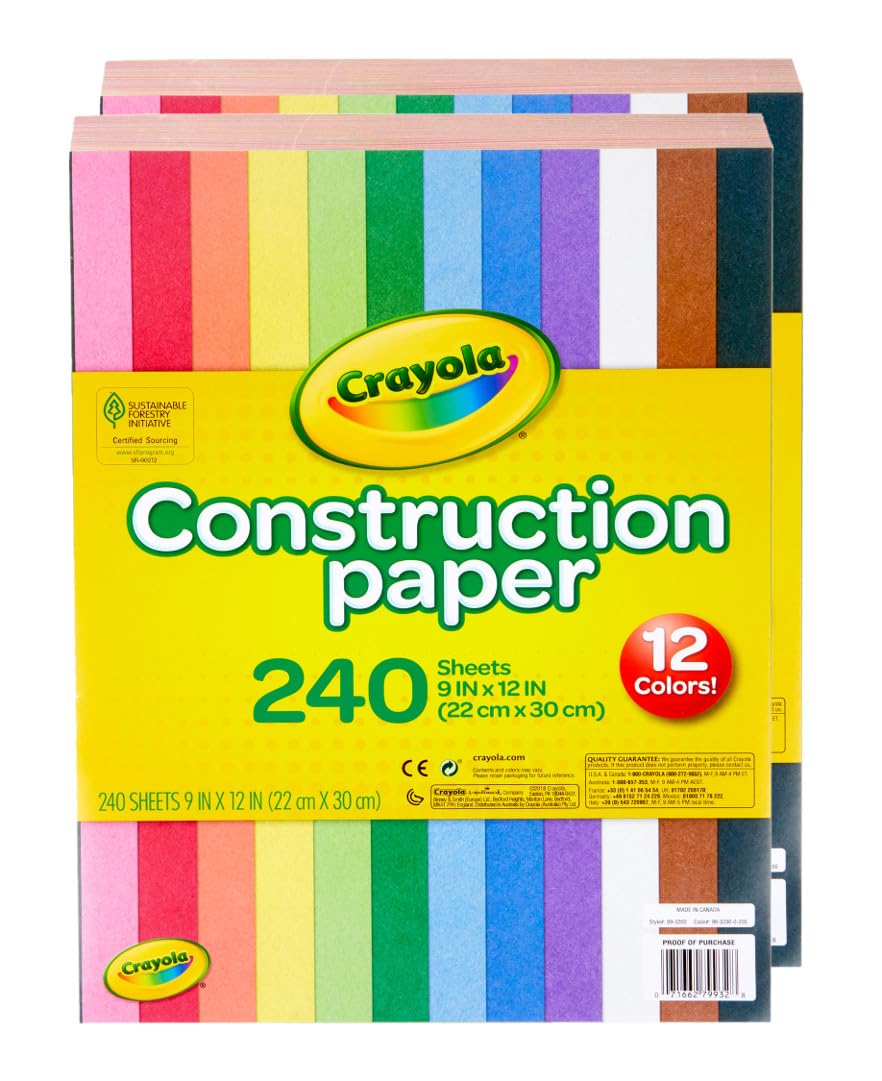 Crayola Construction Paper, 240 Count, Bulk School Supplies For Kids, 2-Pack School Paper