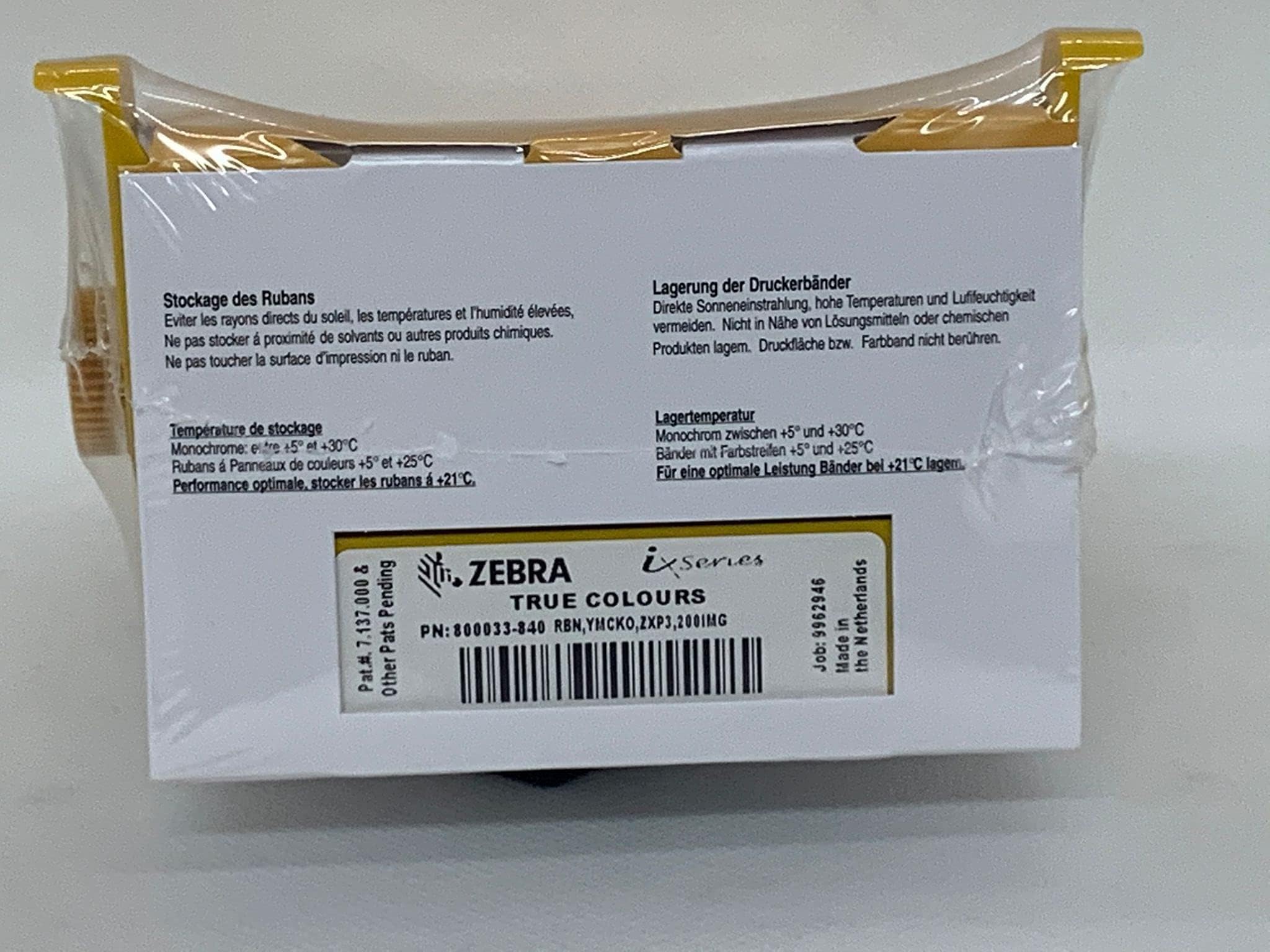 Zebra 800033-840 True Colours iX Series YMCKO Color Ribbon for ZXP Series 3 Card Printers. 200 Prints.