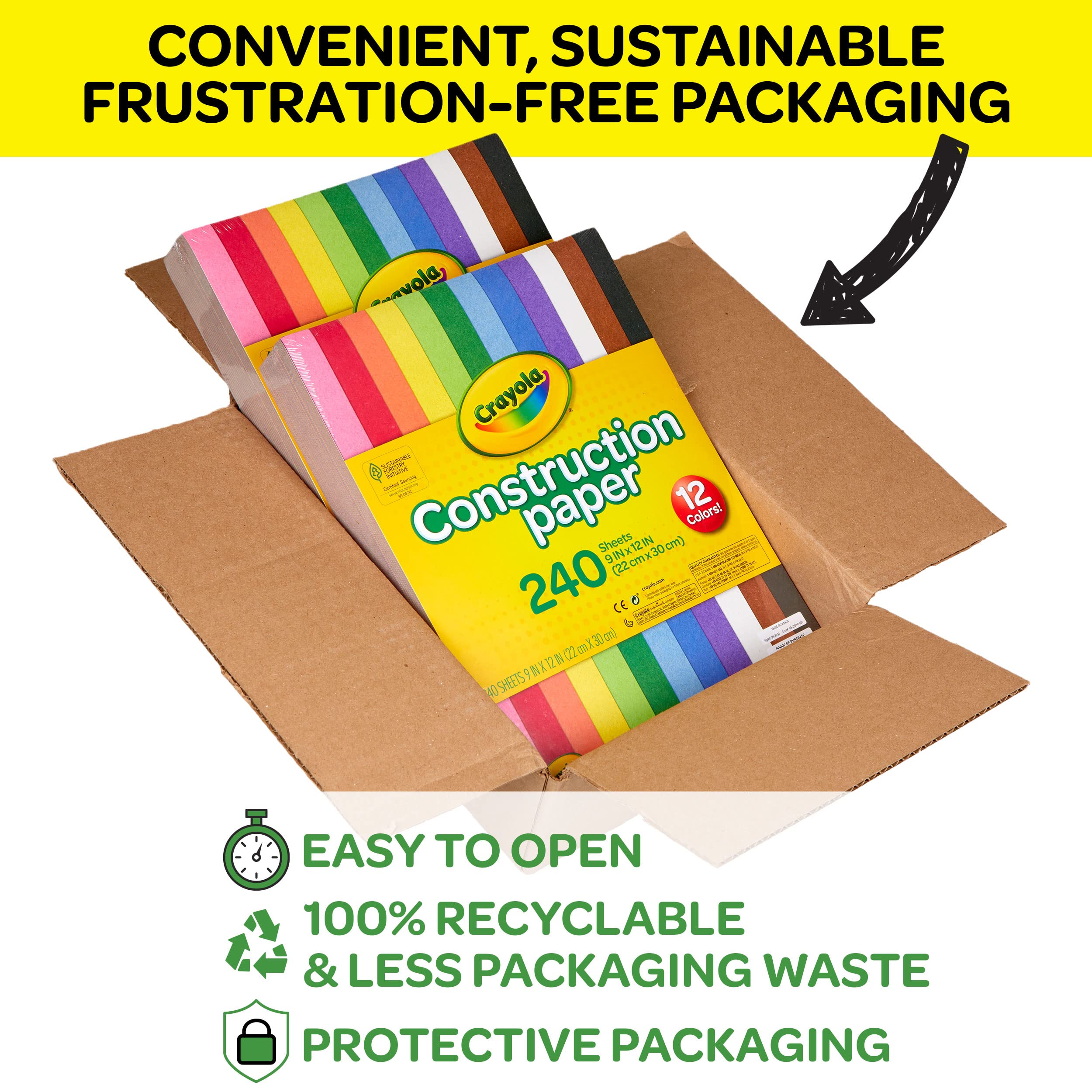Crayola Construction Paper, 240 Count, Bulk School Supplies For Kids, 2-Pack School Paper