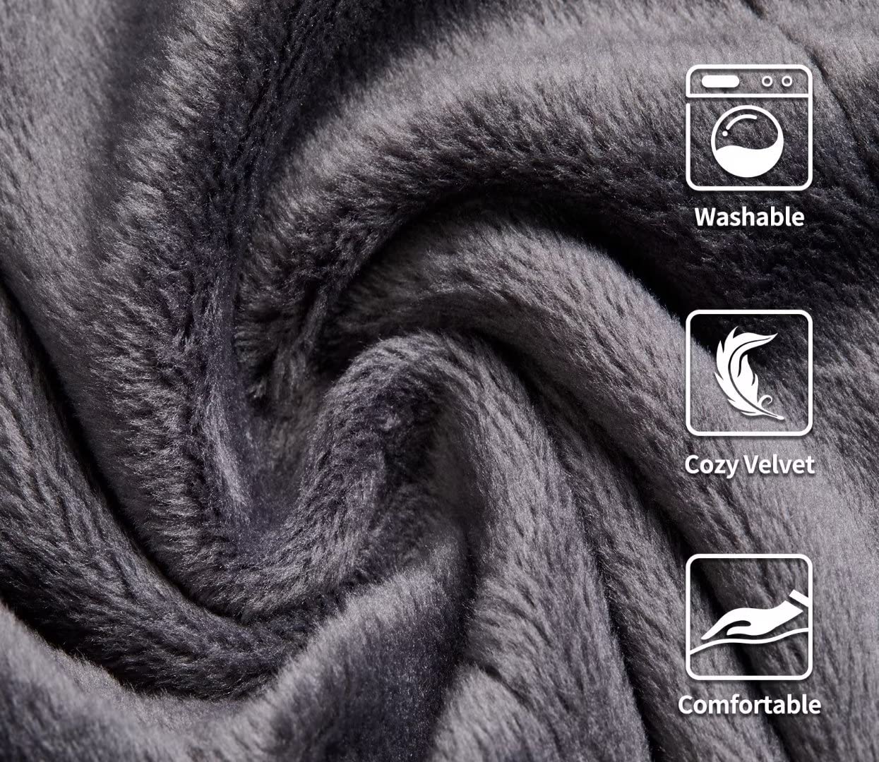 JY Fit All Heated Throw Blanket-Soft Velvet Christmas Throw Blanket,6 Heat Settings 50x60inches Cozy Throw Blanket,4 Time Settings,2 Hours Timer Auto Shut Off,Washable (Grey Throw Blanket)