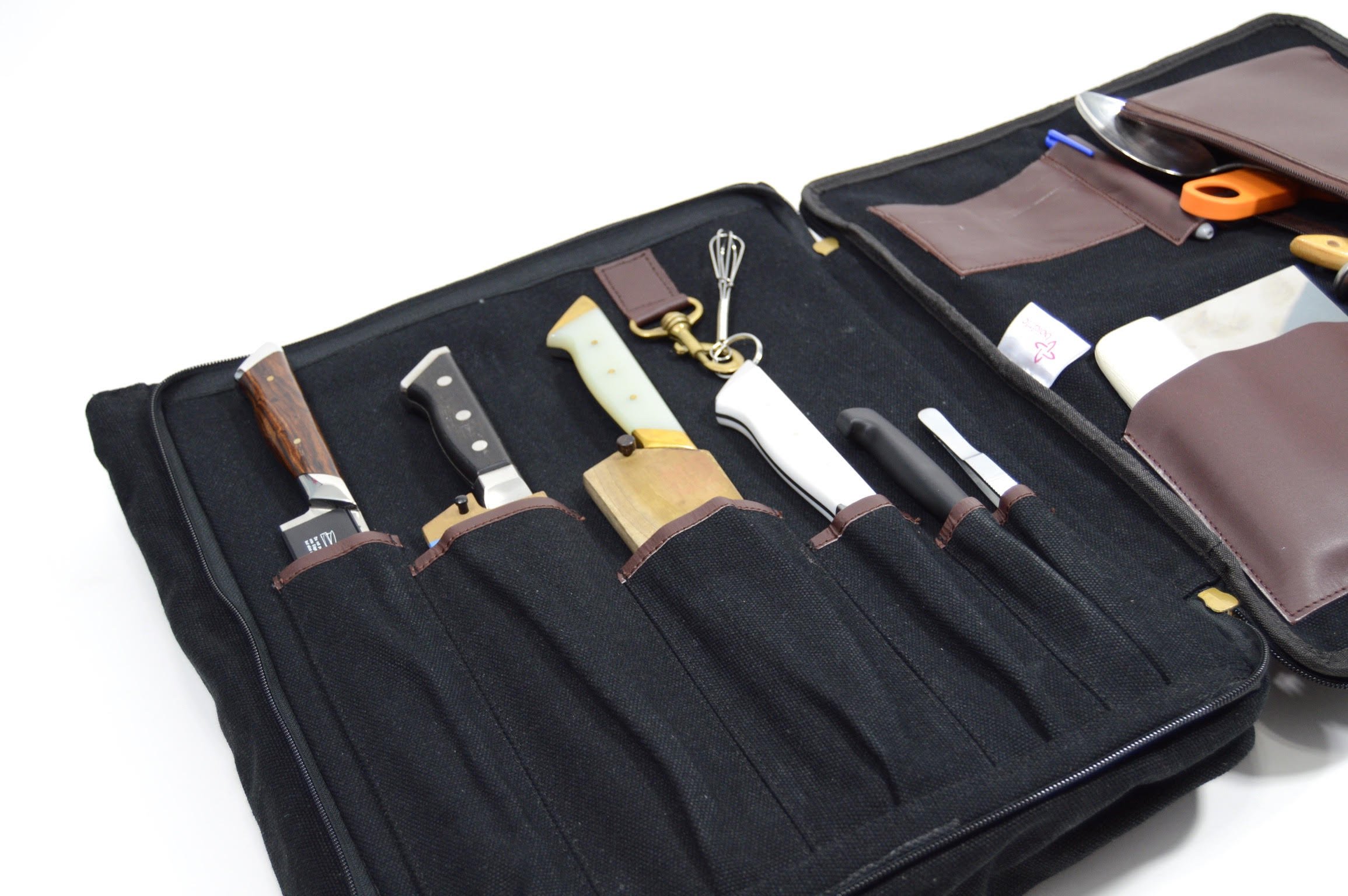 Chef Pack Knife Carrier Backpack With Shoulder Straps – Professional Canvas Travel Case With Organizer Slots For Knives Pens Pencils & Spoon