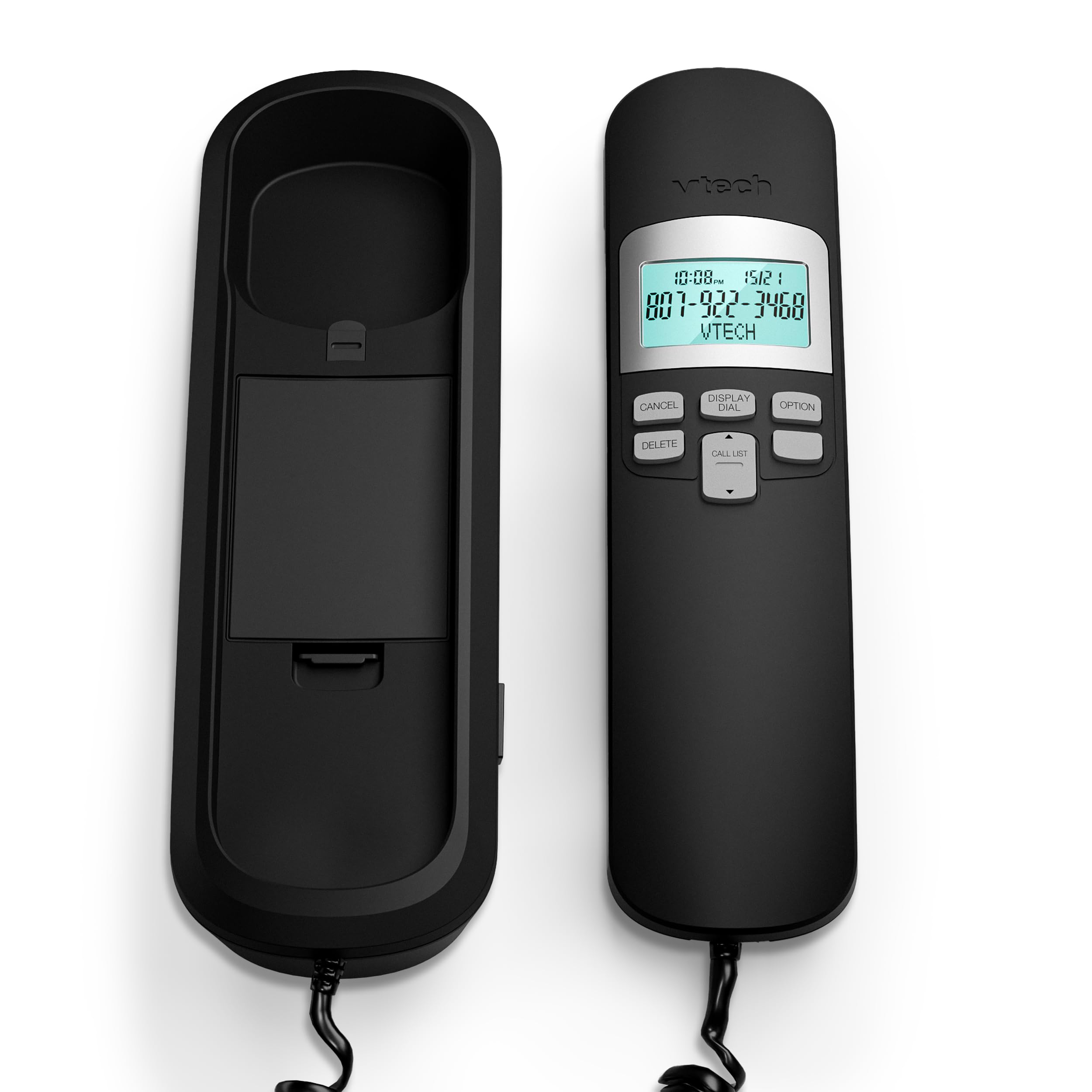 VTech CD1113 Trim style Telephone with Caller ID/Call Waiting, No AC Power Required, Easy-wall-mount, 13 Speed Dial Keys, Last Number Redial, Mute, Flash, Volume Control, Hearing Aid Compatible, Black