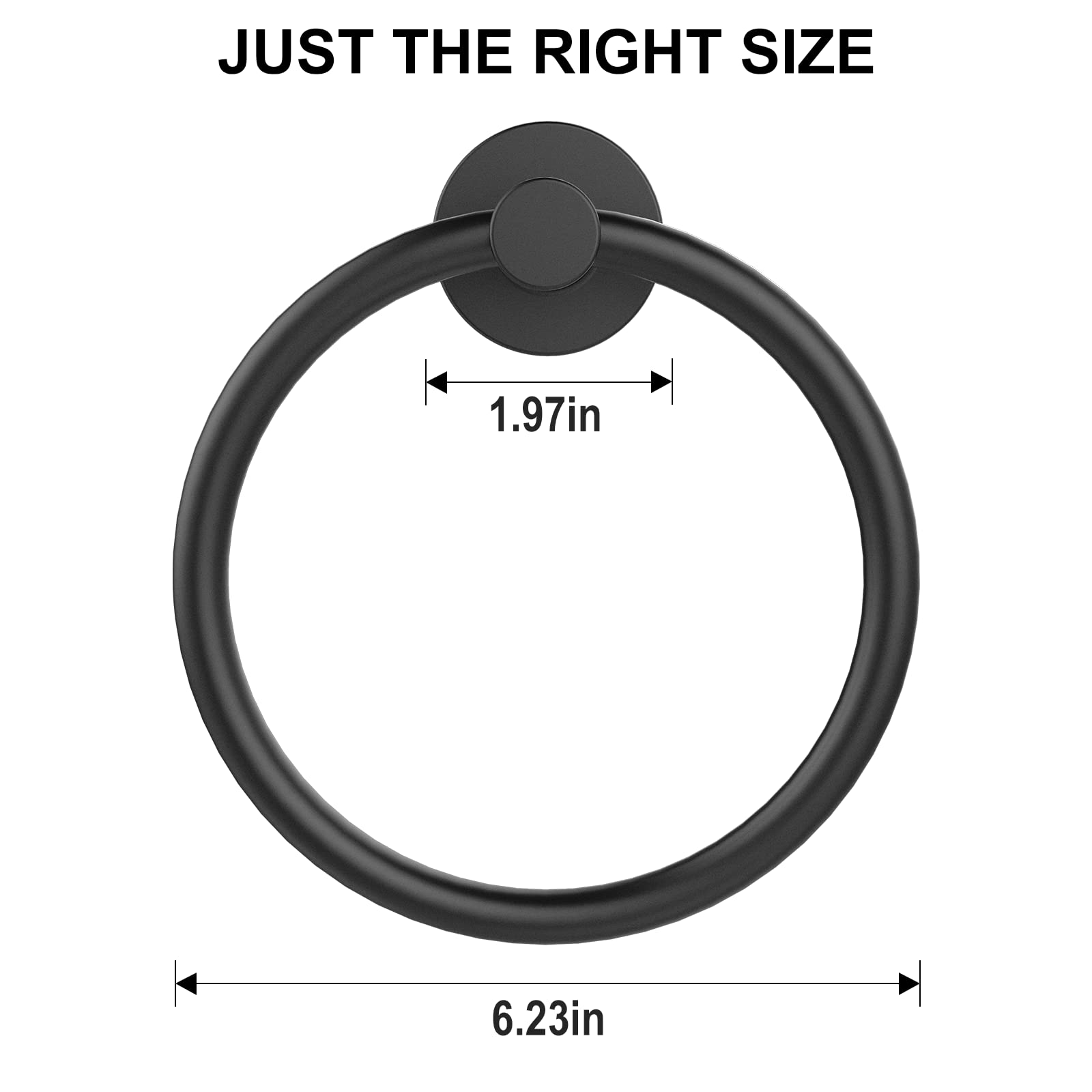 SetSail Towel Holder for Bathroom Wall Matte Black Towel Ring 304 Stainless Steel Hand Towel Holder Heavy Duty Towel Hanger for Bath, Kitchen