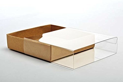 25 Kraft Paper Stationary Boxes w Clear Sleeves, 3 3/4" x 1" x 5 3/8" (A1)