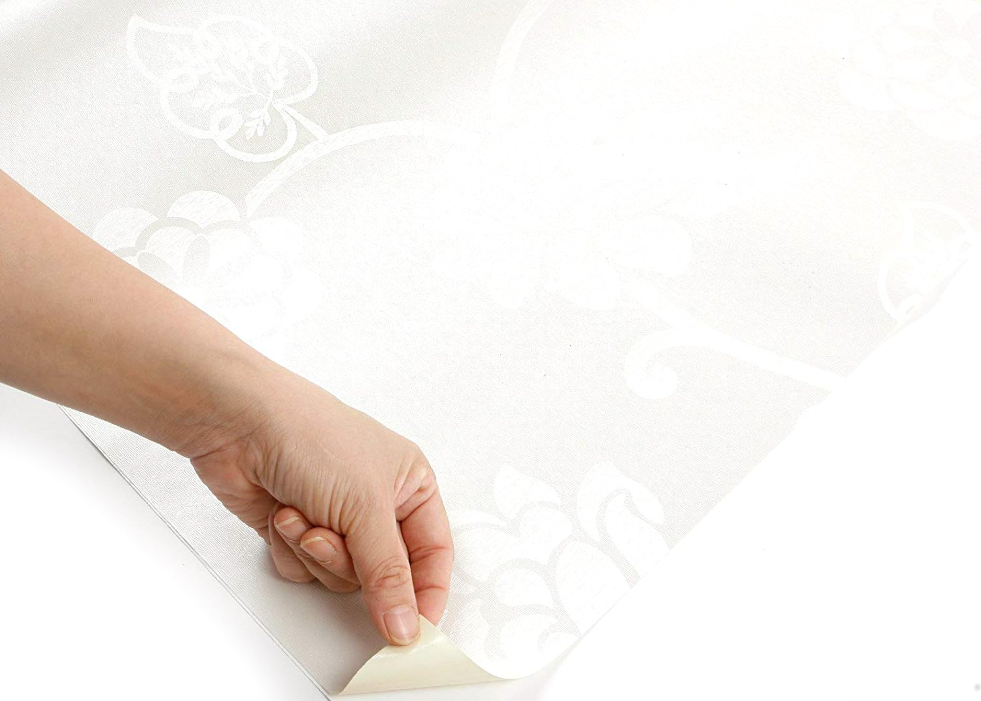 Peel and Stick Flame Retardation PVC Instant Floral Decorative Self-Adhesive Film Countertop Backsplash Grace White Pearl (MF5154-3 : 2.00 Feet X 6.56 Feet)