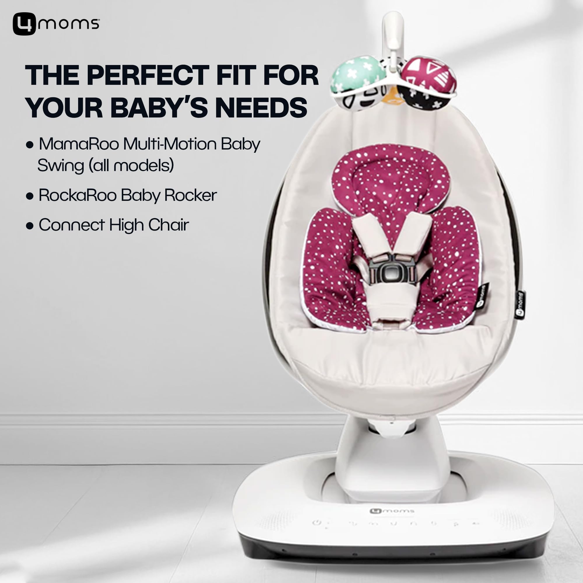 4moms RockaRoo and MamaRoo Infant Insert for Newborn Baby and Infant, Machine Washable, Soft, Plush Fabric, Reversible Design, Maroon