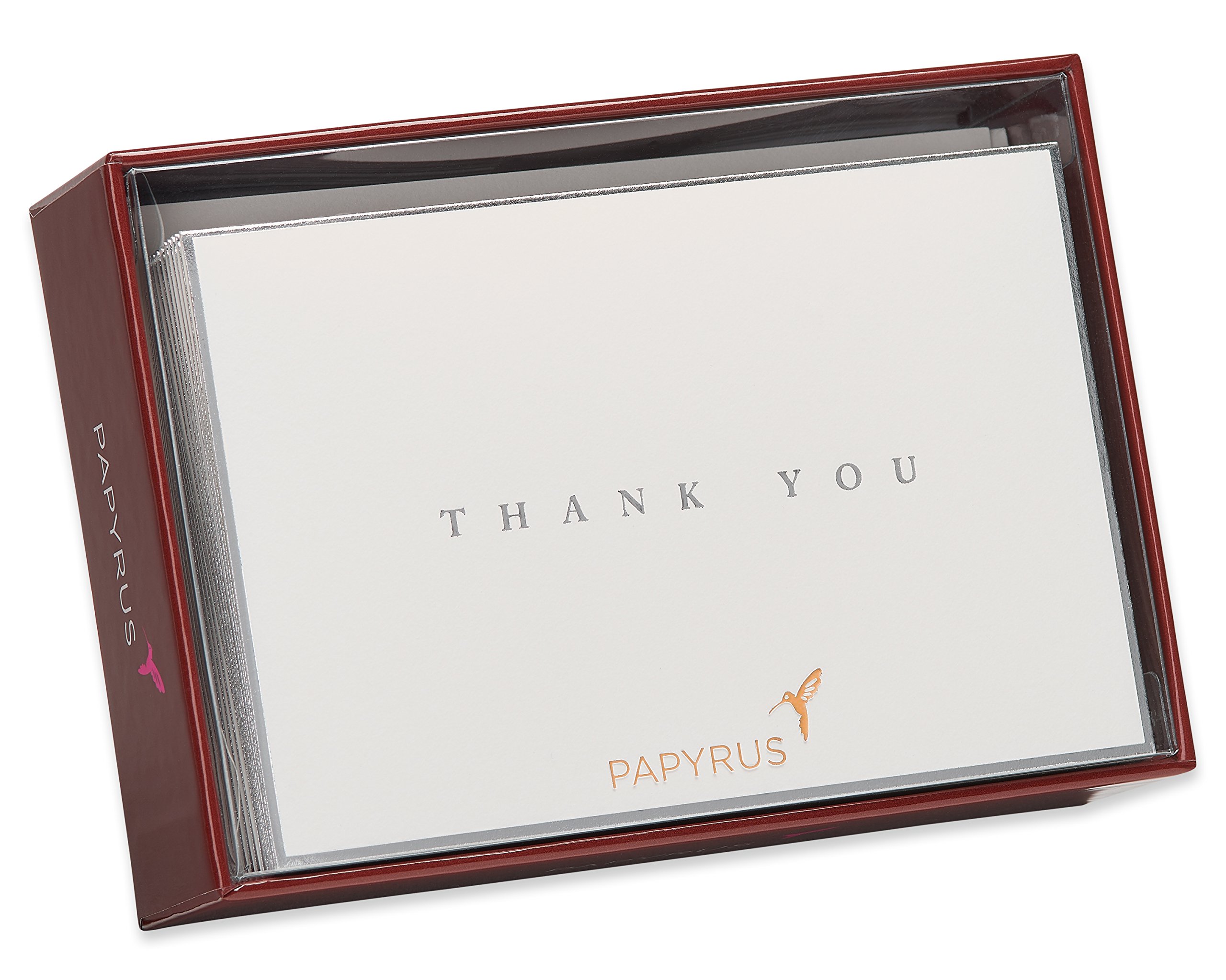 Papyrus Thank You Cards with Envelopes, Silver Border (16-Count)