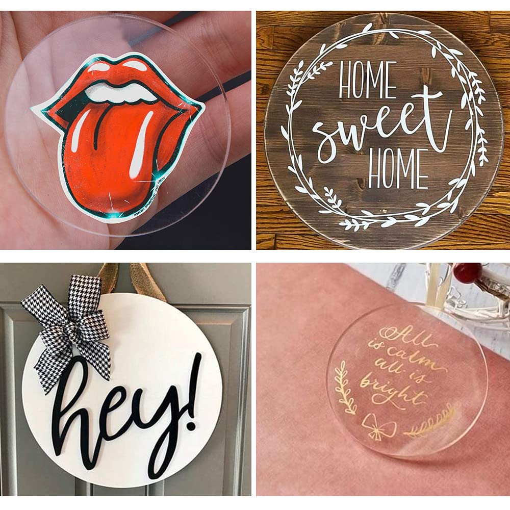 10 Pieces Clear Circle Acrylic Sheet, 1/8" Thickness, 5 Inch Plexiglass Circle Acrylic Disc Transparent Round Acrylic Blank Sign for Name Cards, Cricut Cutting, Painting and DIY Projects