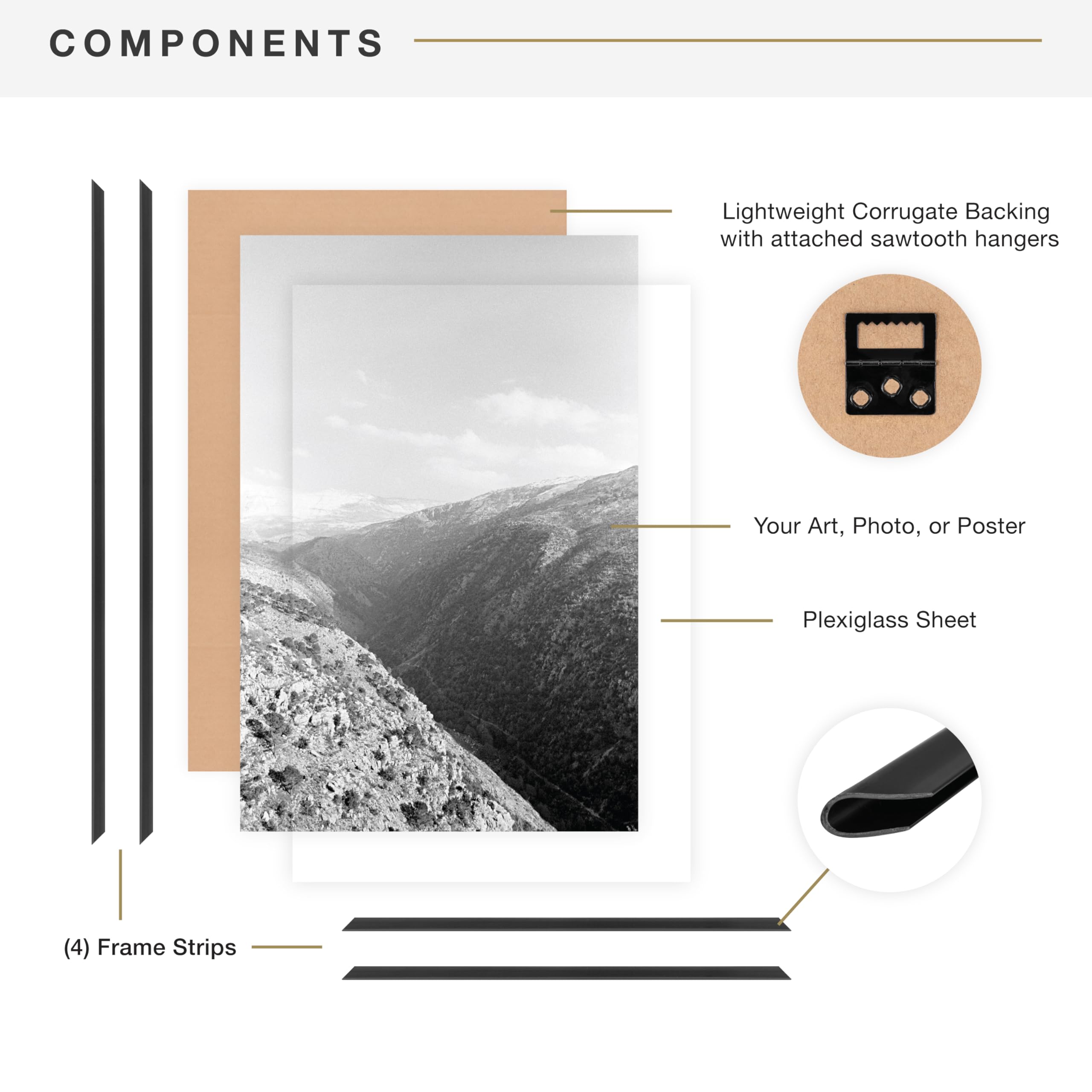 MCS Original Poster Frame, Black, 24 x 36 Inch, Set of 2