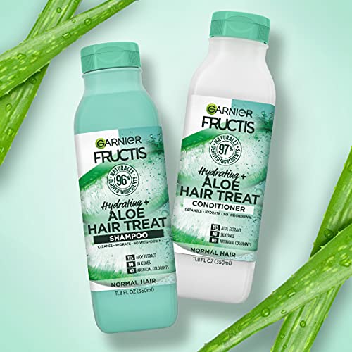 Garnier Fructis Hydrating Treat Shampoo, 98 Percent Naturally Derived Ingredients, Aloe, Nourish and Hydrate for Normal Hair, 11.8 fl. oz.