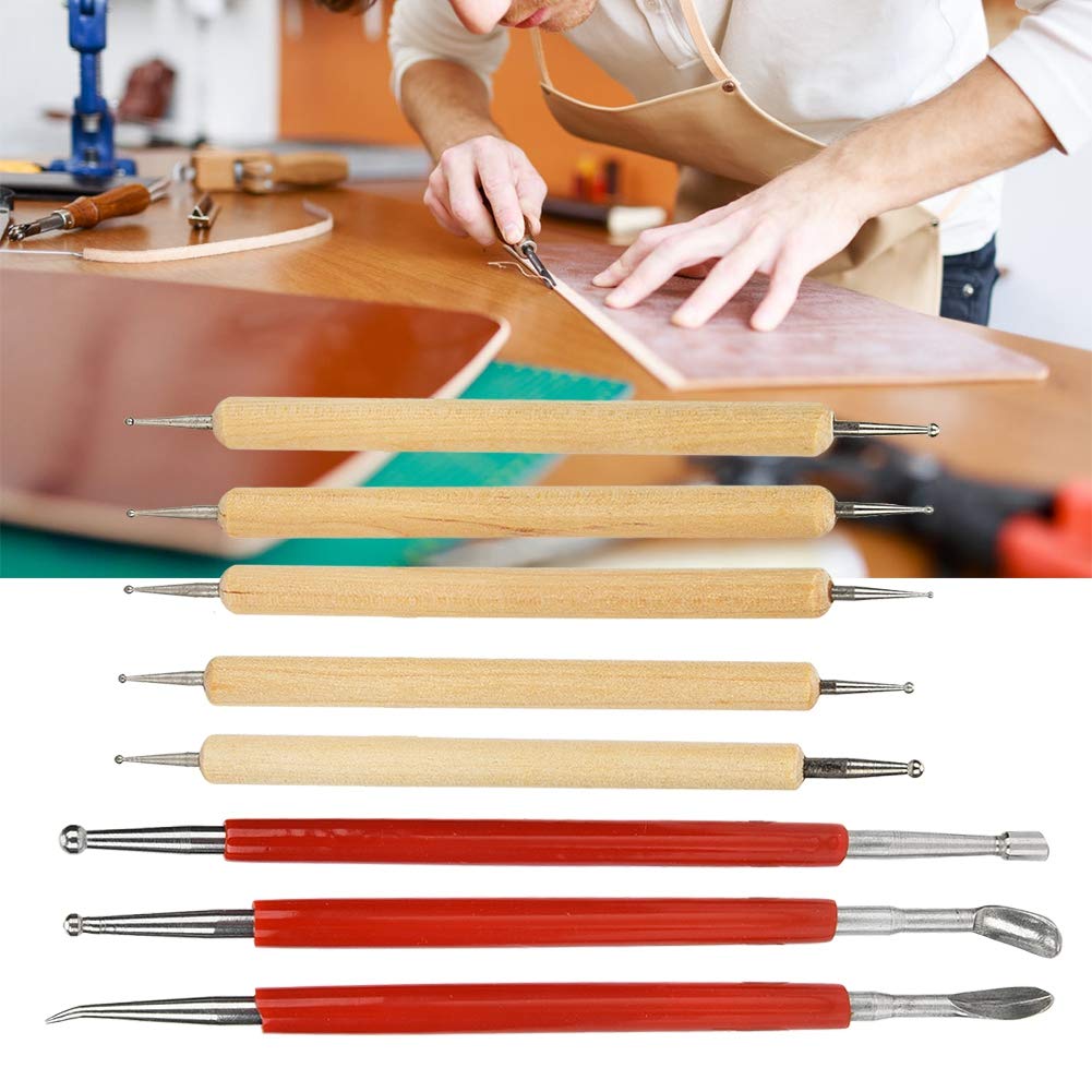8Pcs Leather Craft Carving Stylus Tool Set,Double Headed Point Drill Pens Spoons Kit Set for DIY Handmade Leatherwork Embossing Carving
