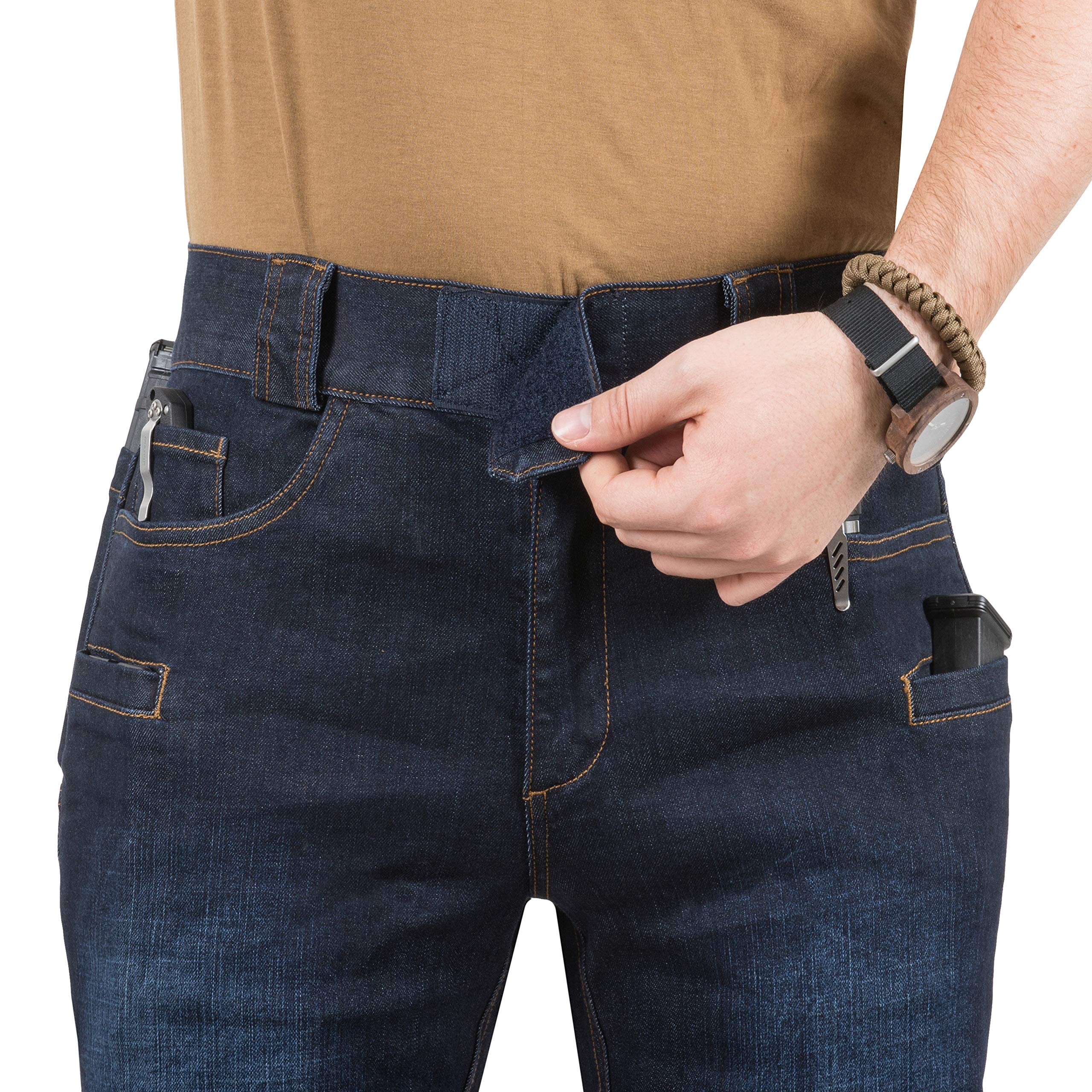 Helikon-Tex Greyman Tactical Pants for Men - Ripstop Mens Pants - Lightweight for Outdoors, Hiking, Law Enforcement, Work Pants, Dark Blue Denim Mid Waist 38 Length 32
