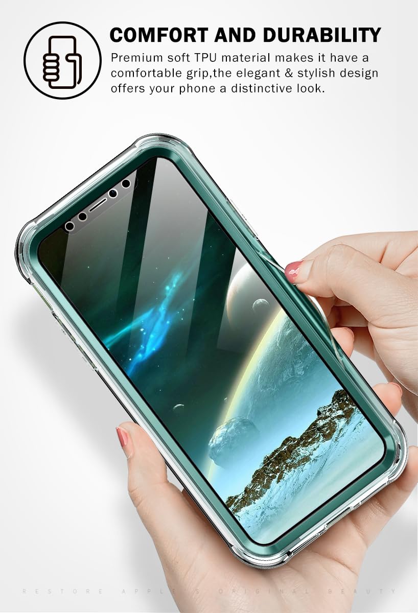 Turquiase Cute Flower Case for iPhone XR 6.1 inch Built with Screen Protector, Lightweight and Stylish Full Body Shockproof Protective Rugged TPU Case for Women/Girls