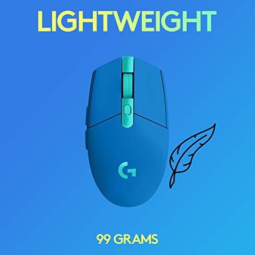 Logitech G305 LIGHTSPEED Wireless Gaming Mouse, Hero 12K Sensor, 12,000 DPI, Lightweight, 6 Programmable Buttons, 250h Battery Life, On-Board Memory, PC/Mac - Blue