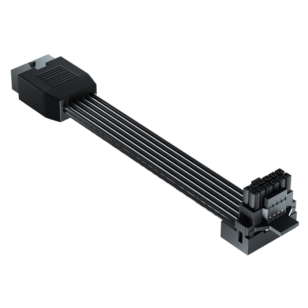 JOYJOM PCI-e 5.0 12VHPWR 16 Pin Right Angle Adapter Female to Male Extension Cable, 16AWG 600W 12VHPWR 90 Degree Adapter for Graphic Card GPU 12+4pin RTX 3090Ti 4070Ti 4080 4090 (Type B)