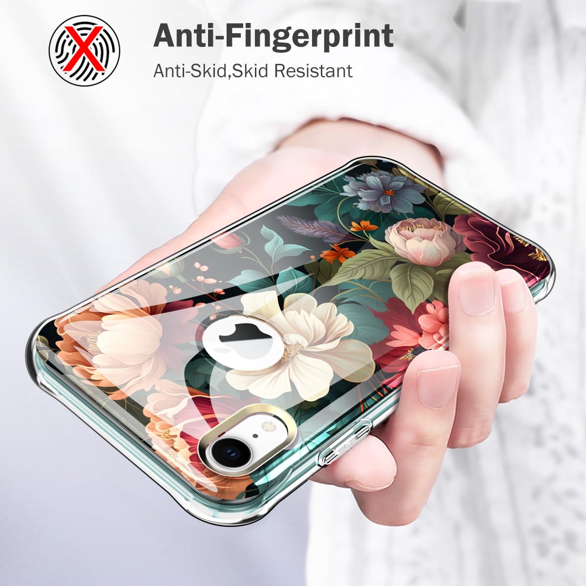 Turquiase Cute Flower Case for iPhone XR 6.1 inch Built with Screen Protector, Lightweight and Stylish Full Body Shockproof Protective Rugged TPU Case for Women/Girls