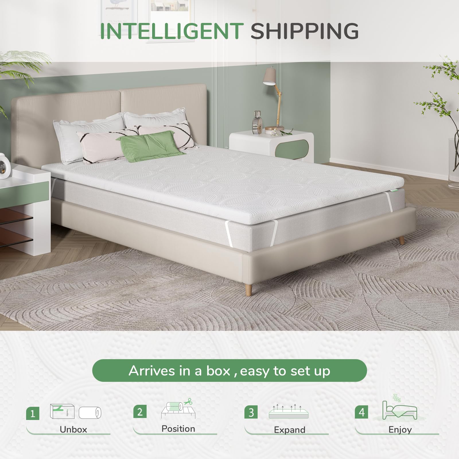 Novilla 4 Inch Mattress Topper Queen, Medium Firm Queen Memory Foam Mattress Topper for Back Pain Pressure Relieving, Motion Isolation & Airflow Design, CertiPUR-US Certified