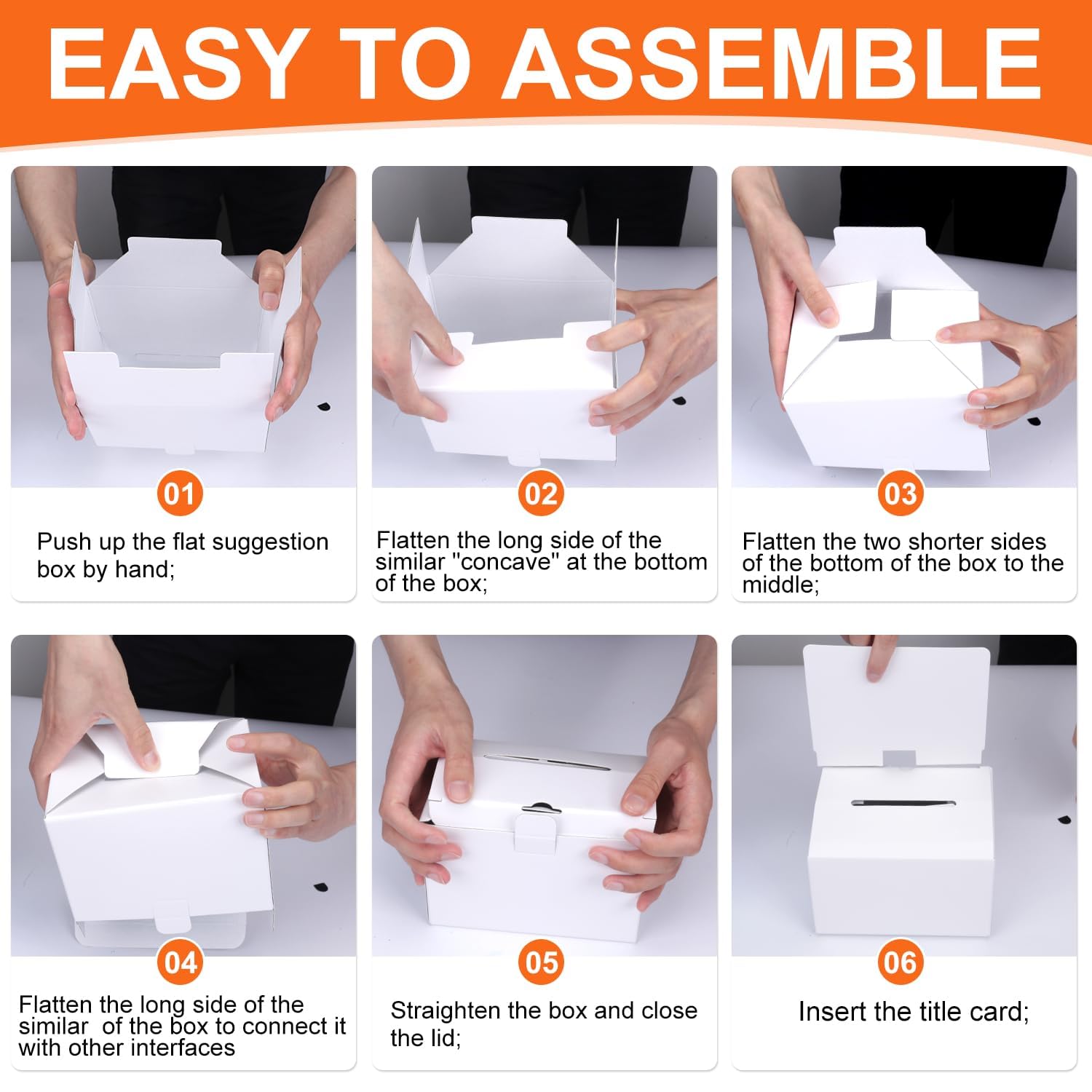 GRAWUN suggestion boxes with slot,raffle ticket boxs,raffle donations boxs, suggestion boxes with removable header,for Collecting Card Tickets And Voting Contest (3 Pack,White)