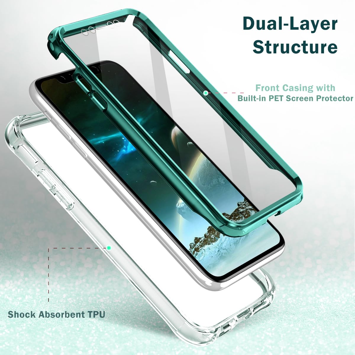 Turquiase Cute Flower Case for iPhone XR 6.1 inch Built with Screen Protector, Lightweight and Stylish Full Body Shockproof Protective Rugged TPU Case for Women/Girls