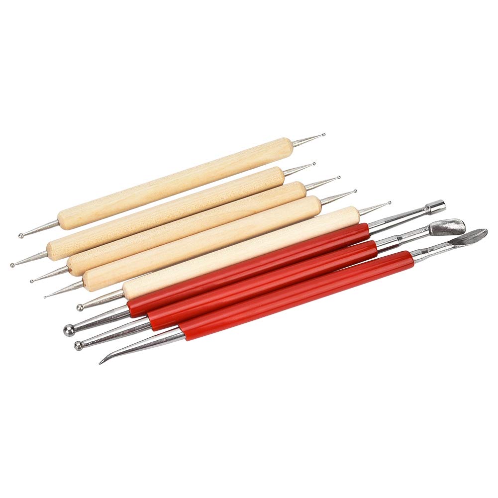 8Pcs Leather Craft Carving Stylus Tool Set,Double Headed Point Drill Pens Spoons Kit Set for DIY Handmade Leatherwork Embossing Carving