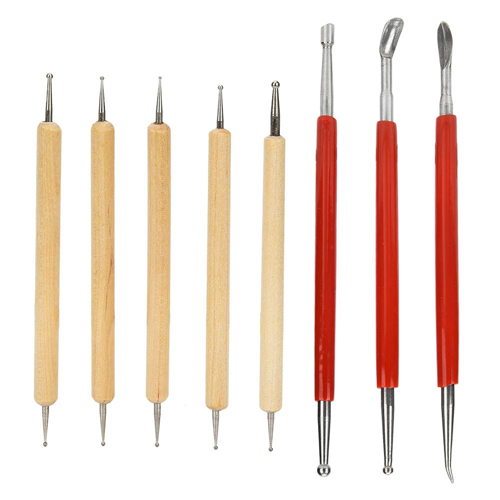8Pcs Leather Craft Carving Stylus Tool Set,Double Headed Point Drill Pens Spoons Kit Set for DIY Handmade Leatherwork Embossing Carving