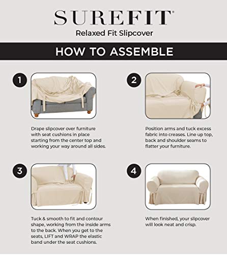 SureFit Matelassé Damask One Piece Loveseat Slipcover, Furniture Cover, Damask Pattern, Relaxed Fit, Machine Washable