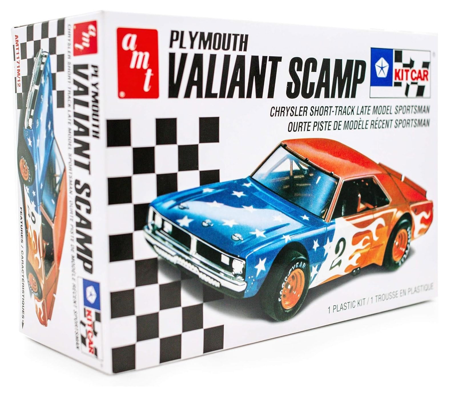 AMT Plymouth Valiant Scamp - Chrysler Short-Track Late Model Sportsman - 1/25 Scale Model Kit - Buildable Vintage Vehicles for Kids and Adults