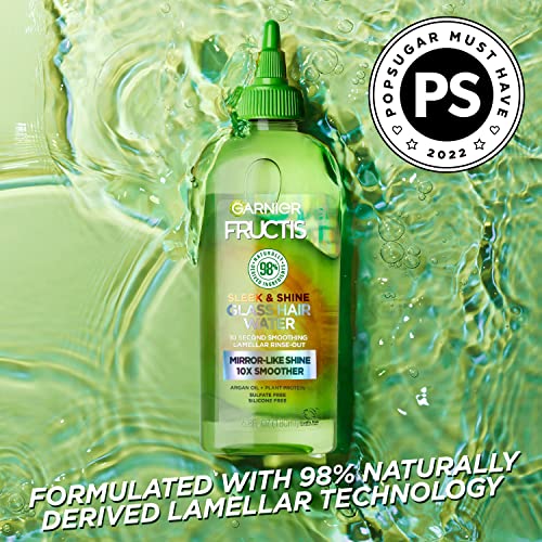 Garnier Fructis Sleek & Shine Glass Hair Water 10 Second Liquid Rinse Out, 98 Percent Naturally Derived Lamellar, for Shiny Hair (Packaging May Vary)