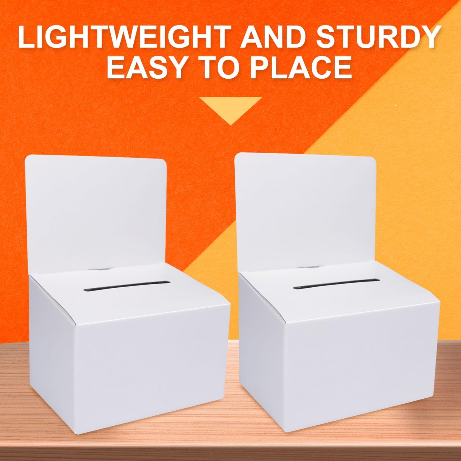 GRAWUN suggestion boxes with slot,raffle ticket boxs,raffle donations boxs, suggestion boxes with removable header,for Collecting Card Tickets And Voting Contest (3 Pack,White)