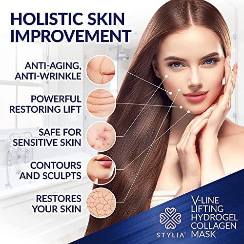 7 Piece V Line Shaping Face Masks - Double Chin Reducer - Lifting Hydrogel Collagen Mask with Aloe Vera, Anti-Aging and Anti-Wrinkle Band