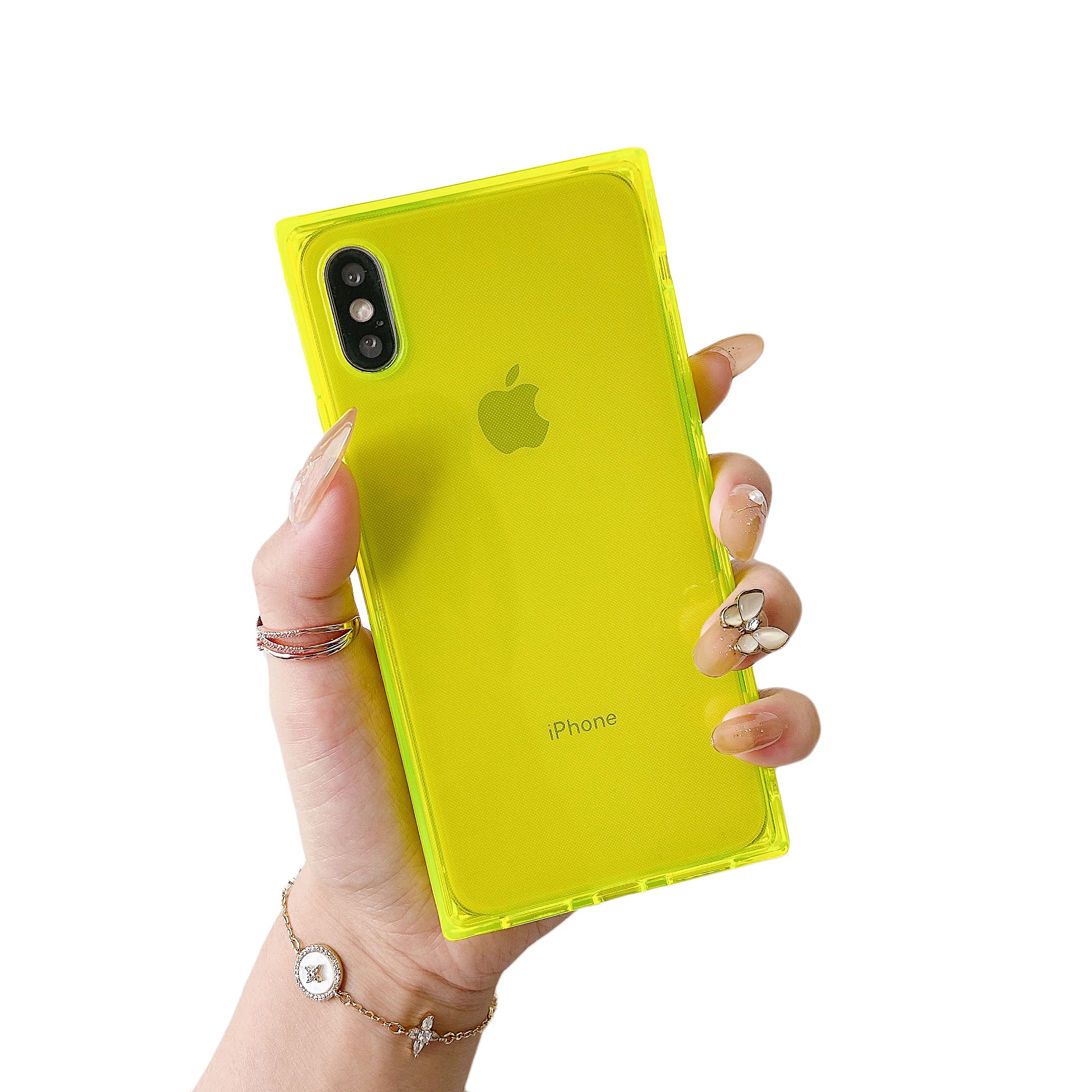 Cocomii - Rectangle Case Compatible with iPhone XR - Clear Transparent, Show Beauty, Women Girls Men, Protective Phone Case for iPhone XR 6.1 inch, Neon Yellow
