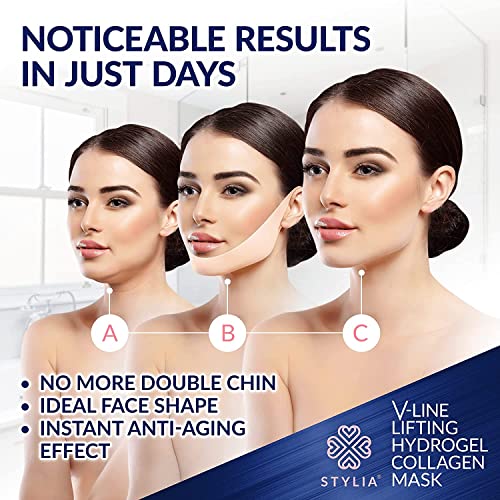 7 Piece V Line Shaping Face Masks - Double Chin Reducer - Lifting Hydrogel Collagen Mask with Aloe Vera, Anti-Aging and Anti-Wrinkle Band