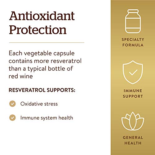 Solgar Resveratrol 500 mg, 30 Vegetable Capsules - Antioxidant Protection - Gluten Free, Dairy Free - 30 Servings