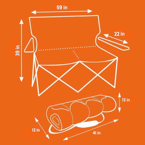 Kelty Loveseat Camping Chair, Canyon Brown/Belluga – Folding Double Camp Chair for Festivals, Camping and Beach Days - Updated 2019 Model …