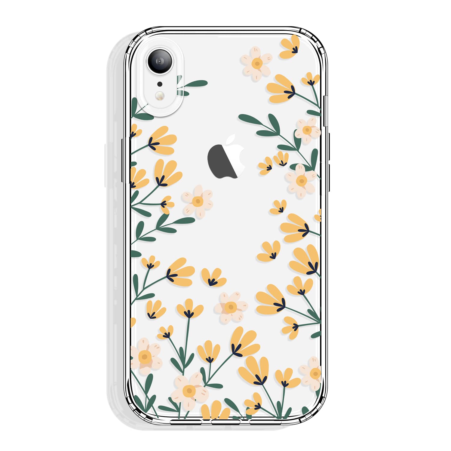 GYZYA for iPhone XR Case Clear with Floral Design, Cute Protective Slim TPU Bumper + Shockproof Non Yellowing Back Cover for Women and Girls (Little Flowers/Yellow)