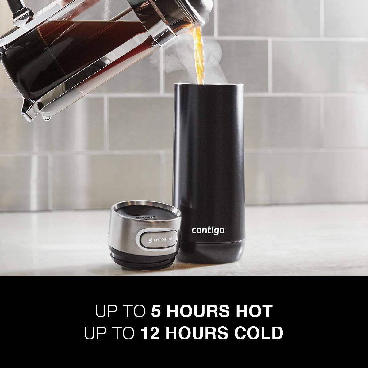 Contigo Luxe Vacuum-Insulated Stainless Steel Travel Mug with AUTOSEAL Spill-Proof Lid, Reusable Coffee Cup or Water Bottle, BPA-Free, Keeps Drinks Hot or Cold for Hours, 16oz Steel