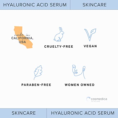 Hyaluronic Acid Serum for Skin 100% Pure Anti Aging Serum Intense Hydration Moisture Non greasy Paraben free Hyaluronic Acid for Your Face Pro Formula 2 oz
