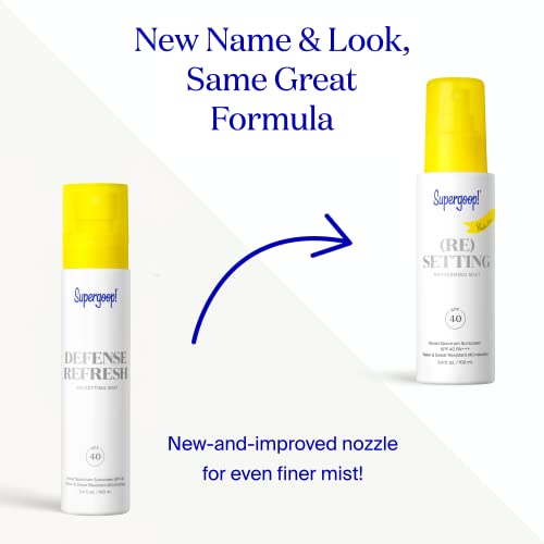 Supergoop! (Re)setting Refreshing Mist - 1 fl oz, Pack of 2 - SPF 40 PA+++ Facial Mist - Sets Makeup, Refreshes UV Protection & Helps Filter Pollution - Light, Natural Scent