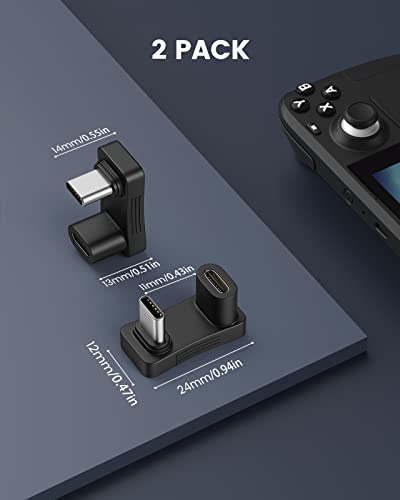 Moko 180 Degree U Shape USB-C Male to USB-C Female Adapter 2 Pack, With PD 100W/10 Gbps, USB-C 180 Extender for Steam Deck/Switch/Laptop/Tablet/Phone