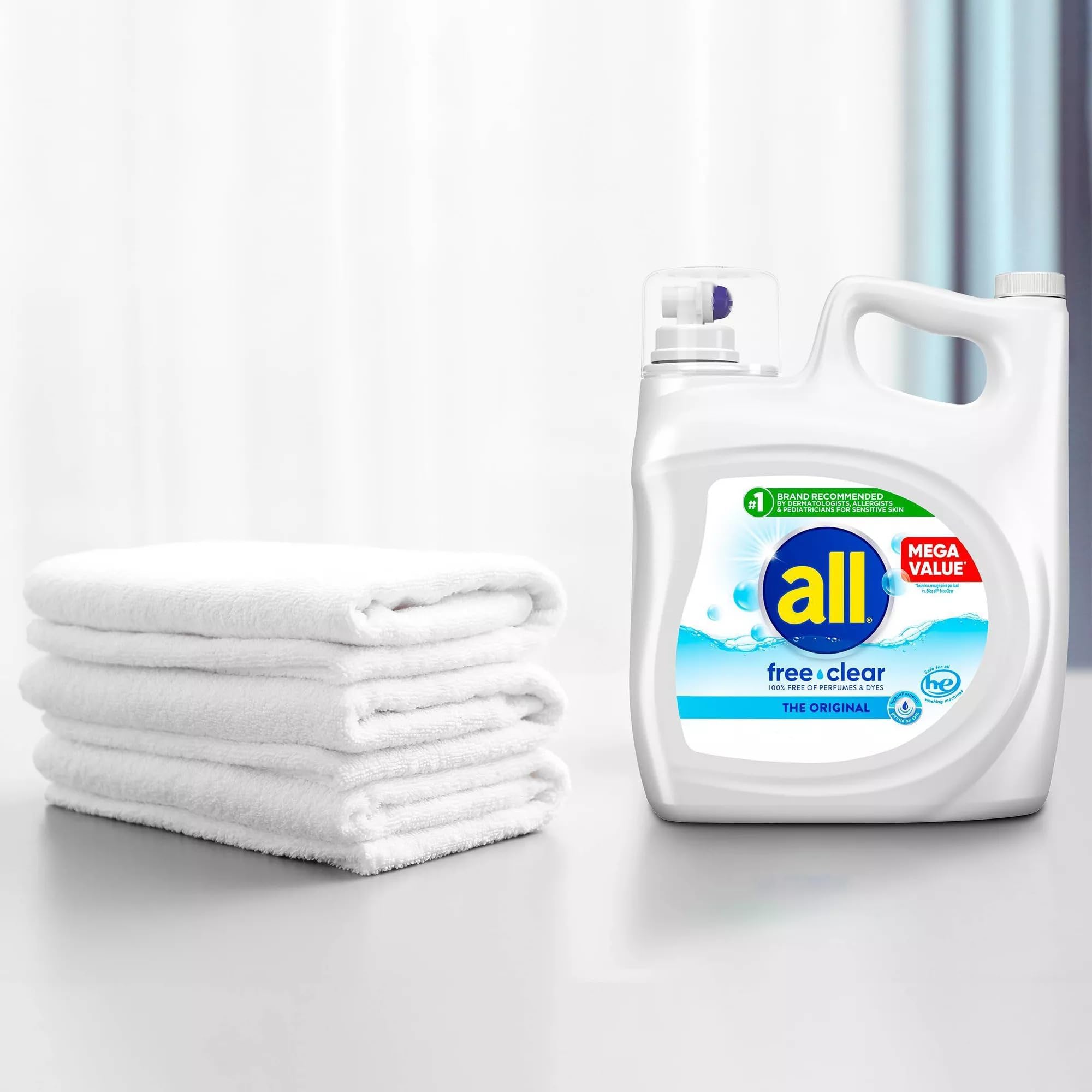 All Ultra with Stainlifters HE Liquid Laundry Detergent, Free Clear, Tough on Stains and Gentle on Skin - 184.5 Fluid Ounces, 123 Loads