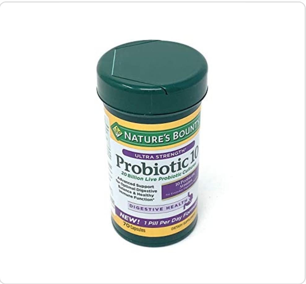 Nature's Bounty Ultra Strength Probiotic 10, Support for Digestive, Immune and Upper Respiratory Health, 70 Capsules